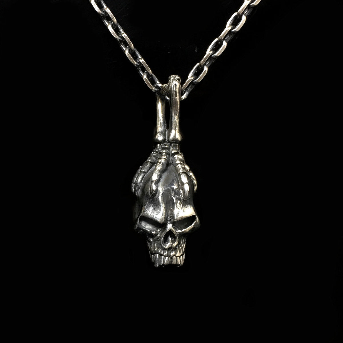 Gothic Sterling Silver Mens Eagle Bird Claw Grabbing Skull Pendant ...